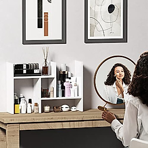 TY ARTS & CULTURE - Expandable Wood Desktop Storage Organizer Multipurpose Desk Bookshelf Display Shelf Rack Counter Top Bookcase for Office Home (Style 1, Light Purple)