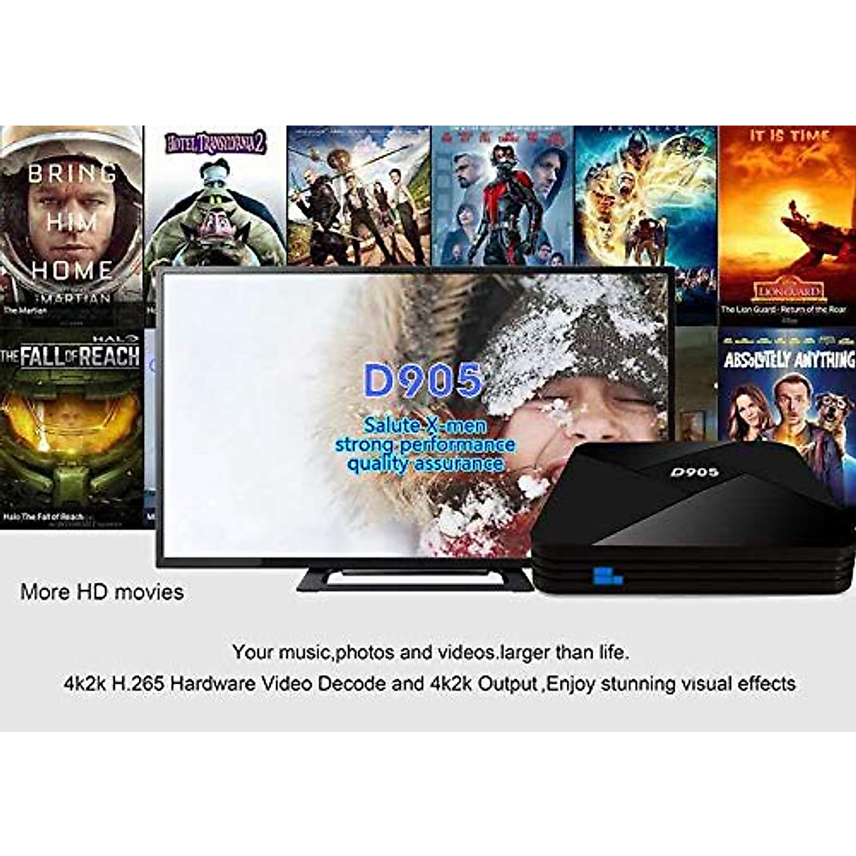 Android TV Box, Diyomate 4K Android Smart TV Box Amlogic S905 Quad Core Media Player Support 3D WiFi HDMI for Home Entertainment
