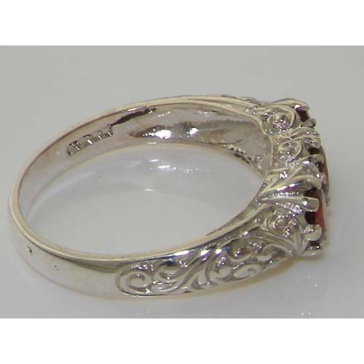 925 Sterling Silver Natural Garnet Womens Trilogy Ring - Size 11.75