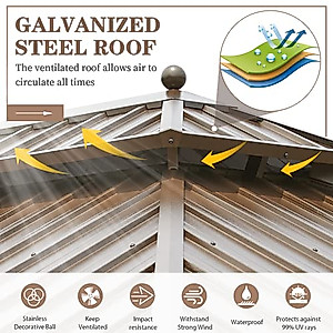 EROMMY Hardtop Gazebo Galvanized Steel Outdoor Gazebo Canopy Double Vented Roof Pergolas Aluminum Frame with Netting and Curtains for Garden,Patio,Lawns,Parties (12'x 20')