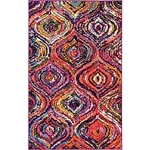 Unique Loom Estrella Collection Colorful, Abstract, Geometric, Gradient, Modern Area Rug, 3 ft 3 in x 5 ft 3 in, Multi/Pink