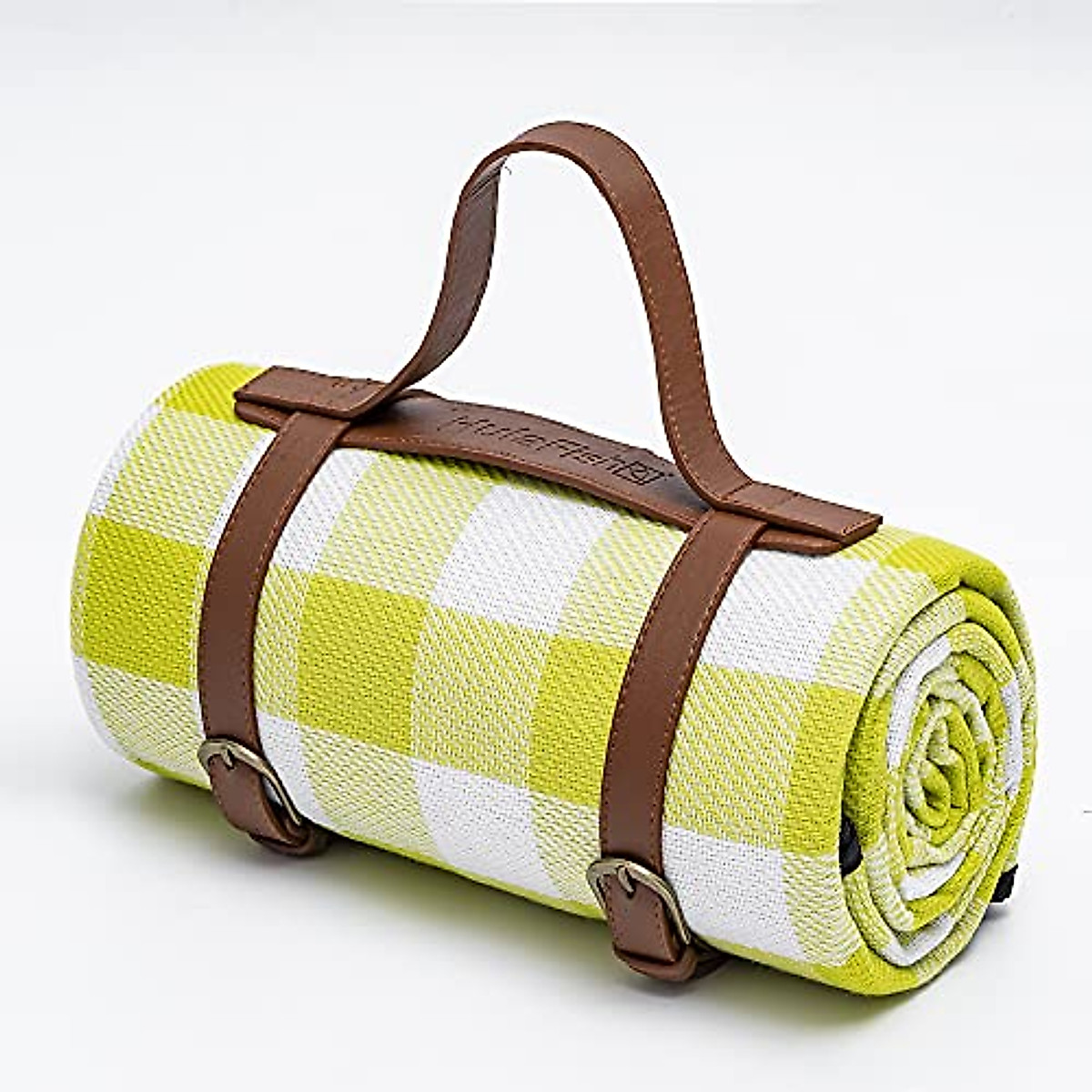 HulaFish Foldable 59''x79'' Extra Large Waterproof Picnic Blanket - Thick Outdoor Picnic Mat Perfect for Park and Beach, Water Resistant for Happy Picnic. Machine Washable Picnic Tote… (Green Gingham)