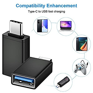 Wteehn 3 Pack USB C to USB Adapter, USB Adapter, Type C Male to USB Female Converter, Type C Adapter, Compatible with Laptops, Power Banks, Chargers