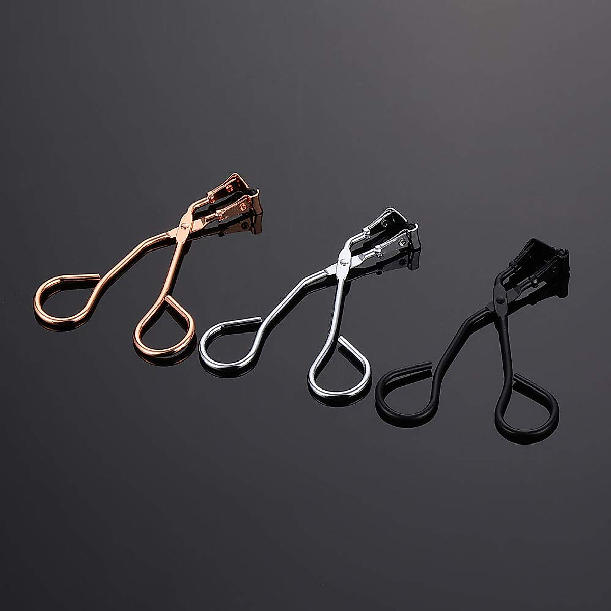 3 Pcs Eyelash Curler With Refill Pads 17IF No Pinching Mini Lash Curler Fits All Eyelash Shapes(Black, Gold and Silver)