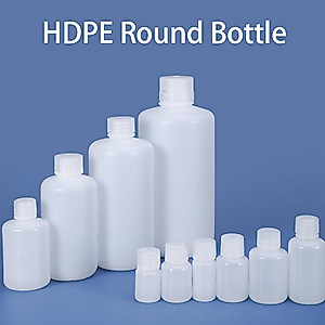 ASEVAT 500ml/16.9 oz Narrow Mouth Round Chemical Container, Plastic Leak Proof HDPE bottle, Lab Reagent Bottles, Water Sample Bottles (2 Pcs)
