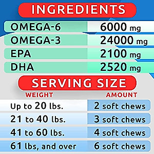BARK&SPARK Omega 3 for Dogs - 180 Fish Oil Treats for Dog Shedding, Skin Allergy, Itch Relief, Hot Spots Treatment - Joint Health - Skin and Coat Supplement - EPA & DHA Fatty Acids - Salmon Oil