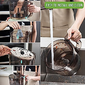 Bear Food Processors, 800W Multifunctional Vegetable Chopper & Meat Grinder for Slicing, Shredding, Puree and Dough, Professional Blenders for Kitchen, with 7 Cup Easy-clean Bowl, Reversible Disc, Chopping Blade and Dough Blade