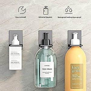 Zoihet shower gel bottle holder retractable non-drilled adhesive wall mounted shampoo holder hook for home bathroom wall mounted shower soap dispenser (set of 4 gunmetal grey)