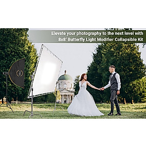 Glow 8x8' Butterfly Light Modifier Scrim Kit w/Lightweight Collapsible Aluminum Frame, Three Diffuser Screen Fabric and Carry Case, Perfect for Still/Video and Portrait Light Diffuser Photography