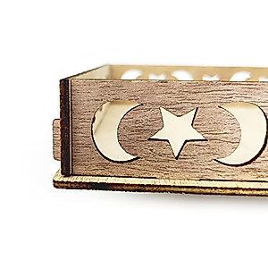 Ramadan Wood Tray Mubarak Party Food Tray Moon & Star Tray Table Decorations Small Wood Tray for Home Party Bedroom Eid Ornaments Eid Crafts
