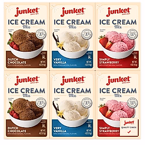 Junket Ice Cream Mix Bundle - 2 Vanilla, 2 Chocolate, 2 Strawberry (6 Total)