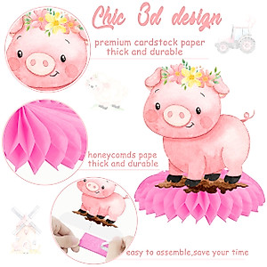 11Pcs Pink Farm Animals Honeycomb Centerpieces Farm Theme Party Table Centerpieces Barnyard Party Honeycomb Decorations Farm Birthday Party Table Decorations for Farm Theme Baby Shower Supplies