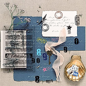 Modixun 4 Themes 34Pcs Clear Stamps, Retro Rubber Clear Stamp, Transparent Silicone Clear Stamps Seal for DIY Scrapbooking Card Making Decoration, Style A