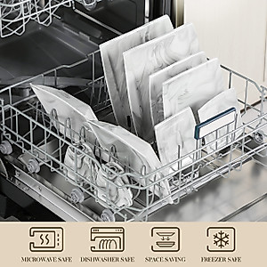 MALACASA Dinnerware Sets, 30 Piece Porcelain Plates and Bowls Sets for 6, Square Dish Set with Dinner Plates Set, Cup and Saucer, Modern Dishware Dishes Microwave Safe, Marble Grey, Series Blance