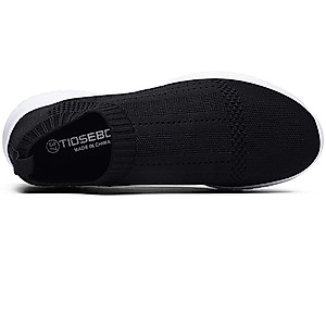 LANCROP Women's Casual Tennis Shoes - Comfortable Knit Gym Walking Slip On Sneakers 7.5 M US, Label 38 All Black