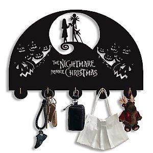 The Nightmare Before Christmas Key Hooks-Wall Hooks Heavy Duty 20LB(Max),Wall Décor,Wood Coat Hooks, Key Holder,Key Hanger for Wall、Entryway and Kitchen
