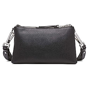 Calvin Klein Chrome Organizational 2 in 1 Top Zip Crossbody, Black/Silver