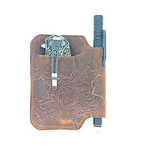 JJNUSA Genuine Leather Multitool Belt Sheath Organizer, Leather EDC Belt Pouch for Men, Belt Holder Mini Leather Pocket Organizer Slip, Flashlight Holder, Pen Holder, Knives Sheath Holster
