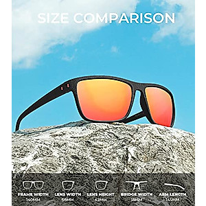 KALIYADI Polarized Sunglasses Men, Lightweight Mens Sunglasses Polarized UV Protection Driving Fishing Golf (Black/Ice Blue/Red)