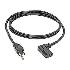 Tripp Lite Standard Computer Power Cord 10A,18AWG (NEMA 5-15P to Left Angle IEC-320-C13) 6-ft.(P006-006-13LA),Black