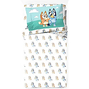 Jay Franco Bluey & Bingo Twin Size Sheet Set - 3 Piece Set Super Soft and Cozy Kid’s Bedding - Fade Resistant Microfiber Sheets (Official Bluey Product)