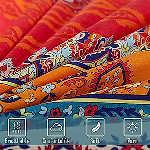 Boho Sheets Set (4 PCS) Boho Full Size Colorful Tribal Striped Bed Sheets 14" Deep Pocket Ethnic Fitted Sheet Bohemian Flat Sheets 2 Pillowcases