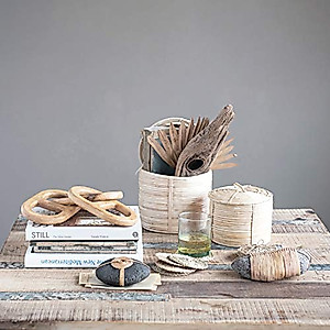 Creative Co-Op Hand-Woven Grass & Date Leaf Lids, Set of 3 Basket, Natural, 3