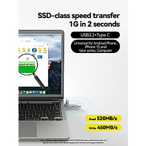 MOVE SPEED 1TB Solid State Flash Drive 570MB/s High Speed Type C + USB 3.2 Drive Dual Port, Thumb Drive Compatible with iPhone 15, 16 Series/Android Phone/MacBook/Audio/Smart TV