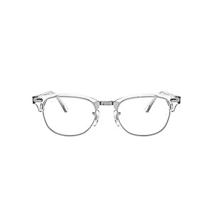 Ray-Ban RX5154 Clubmaster Square Prescription Eyeglass Frames, White Transparent/Demo Lens, 49 mm