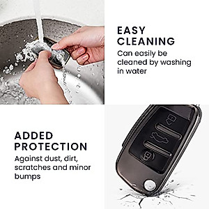 kwmobile Key Cover Compatible with Audi - Anthracite High Gloss