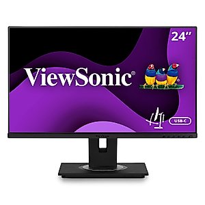 ViewSonic VG2456 24 Inch 1080p Monitor with USB 3.2 Type C Docking Built-in Gigabit Ethernet and 40 Degree Tilt Ergonomics for Home and Office (Renewed)