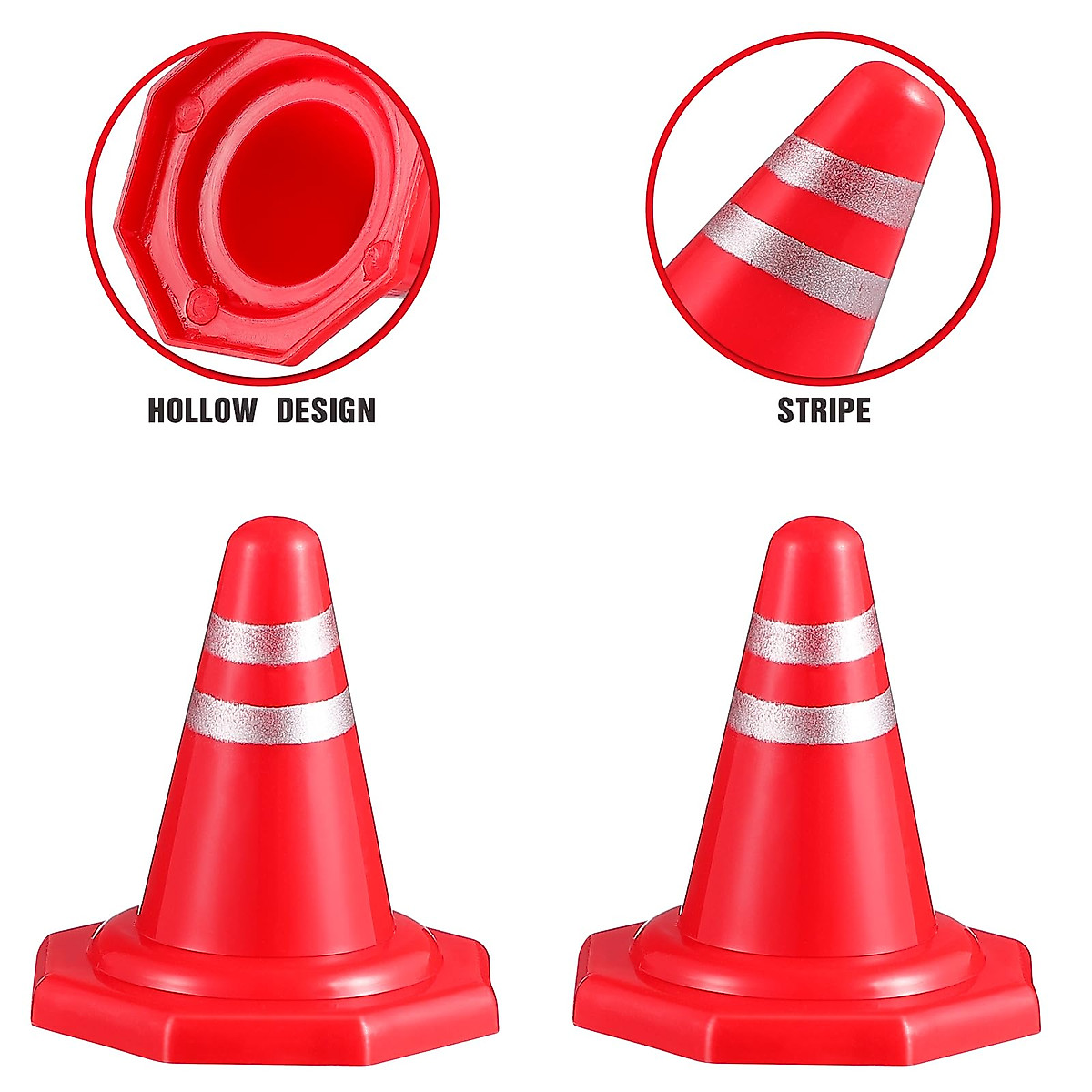 Toddmomy 50pcs Miniature Traffic Safety Cones with Reflective Collars Unbreakable PVC Orange Construction Cones for Micro Landscape Sand Table Toy