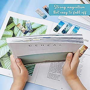 Magnetic Bookmarks Bible Verse Page Clip Scripture Magnet Page Markers Assorted Inspirational Book Markers Set with Landscape for Students Teachers Reading (12 Pieces)