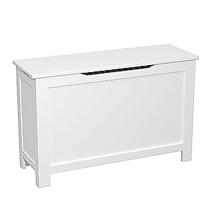 Singoulity Wooden Toy Box Chest with Lid Toy Storage Organizer Boxes Bins Baskets for Kids Boys Girls Nursery Playroom (White)