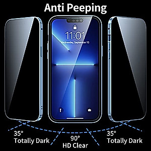 Anti-peep Anti-Spy Privacy Magnetic Case for iPhone 13 Pro Max, Full Body with Built-in Screen Protector Magnetic Clear Back Metal Bumper Double-Sided Tempered Glass Phone Cover (Black)
