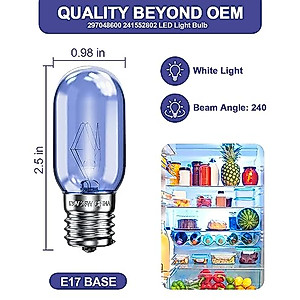 AXKJEVY Refrigerator Light Bulb 40 Watt 297048600 241552802 Compatible with Frigidaire Kenmore Whirlpool Electrolux KitchenAid Fridge Light Bulbs Replacement Freezer Bulb T8 E17 Lamp Light (3)