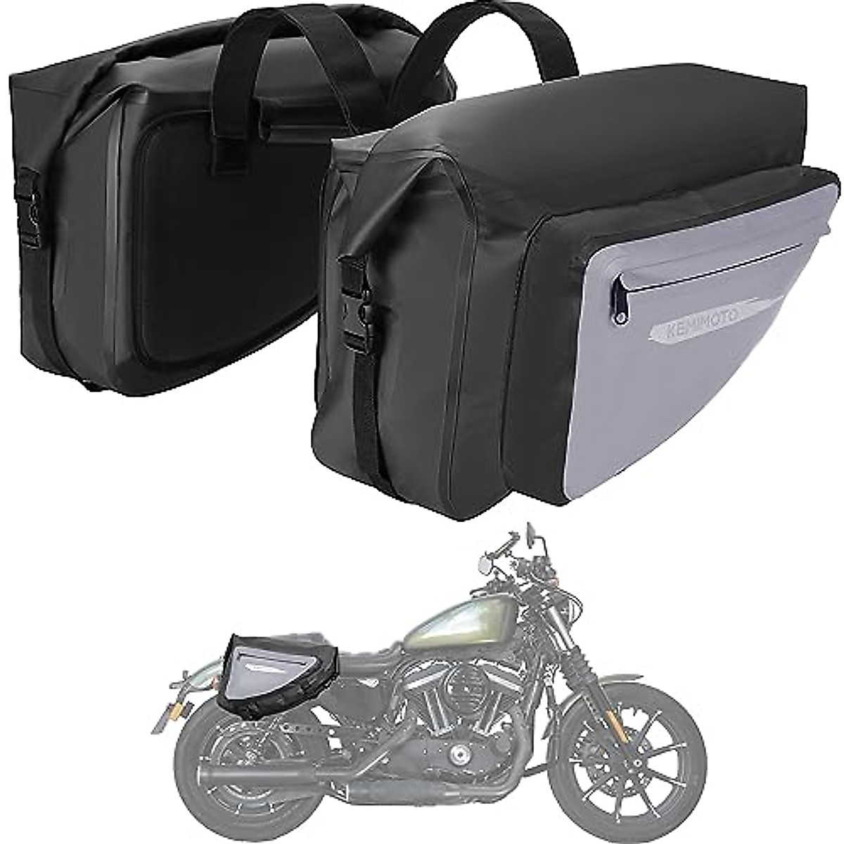 KEMIMOTO 50L Motorcycle Saddlebags with 30L Motorcycle Saddlebags