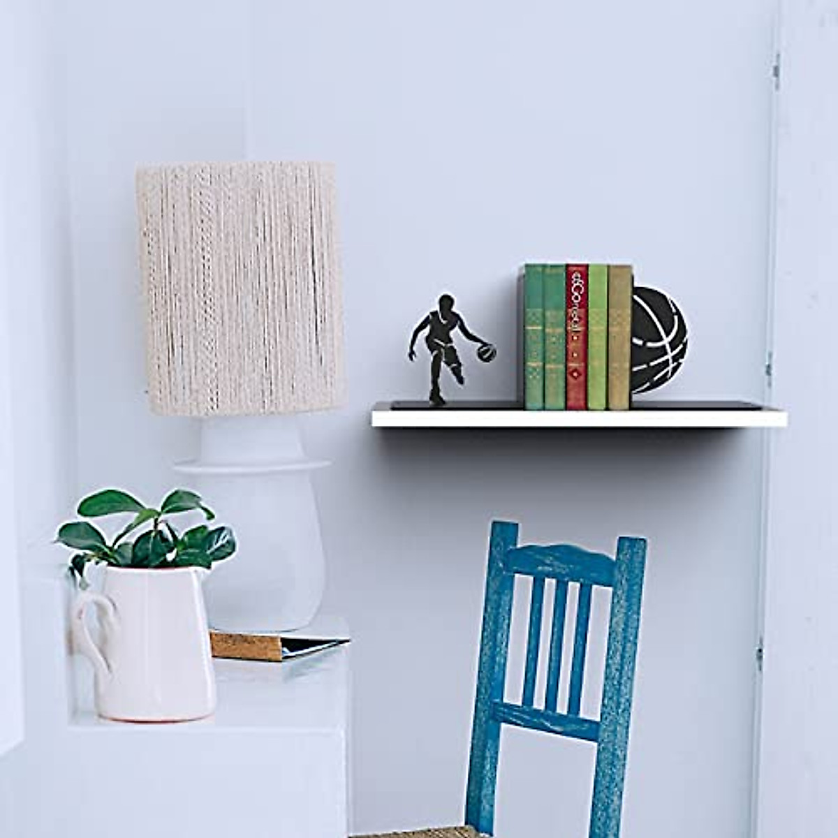 ESGO Basketball Bookends - Bookends for Shelves, Book Ends for Office, Modern Bookends for Desk and Bookshelves, Metal bookends, Heavy Duty Metal Black Bookend Support, Creative Book Ends.