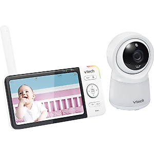 VTech - Smart Wi-Fi Video Baby Monitor w/ 5” HC Display and 1080p HD Camera, Built-in Night Light, RM5754HD - White (Renewed)