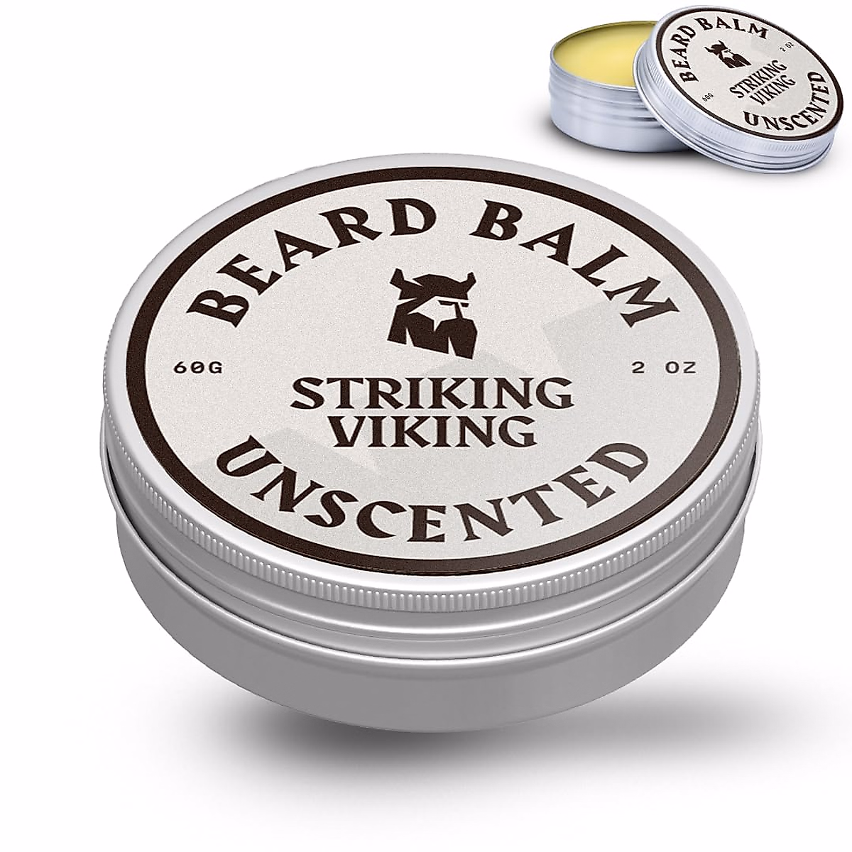 Striking Viking Beard Balm for Men - Unscented Leave-In Conditioner & Styling Balm with Naturally Derived Beard Butter, Argan & Jojoba Oils, 2 Ounce (Pack of 1)