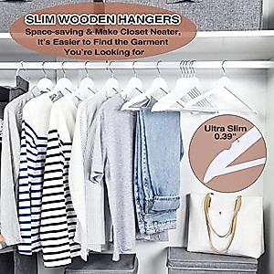 FairyHaus Wooden Hangers for Adult 30 Pack & Wooden Baby Hangers 20 Pack White