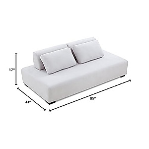 Lyromix 85'' Upholstered Sofa with Multi-Directional Modular Pillow, Loveseat for Living Room, Modern Couch for Bedroom, Cream