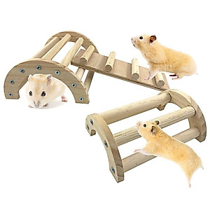 CooShou Chicken Perch Chicken Toys Chicken Roosting Bar Chick Jungle Gym Wooden Arch Bridge Platform Stand Ladder 3in1 Climbing Ramp Toys for Chick Hamsters Gerbils Mice Rodent and Small Animals