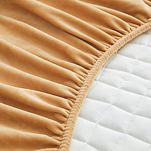 LweiPsqLin Quilted Flannel Fitted Sheets,Soft Flannel Fleece Mattress Top- Suitable for Fall and Winter,Fitted Deep Pocket Up to 15''. (Yellow, Full)