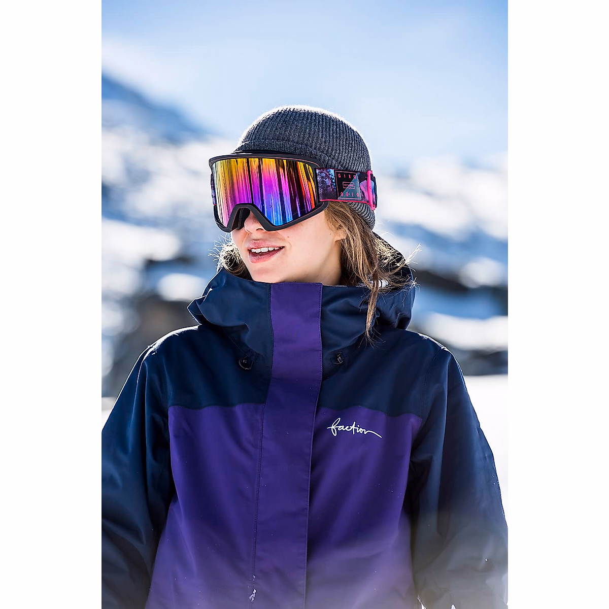 Giro Dylan Ski Goggles - Snowboard Goggles for Women & Youth - White Flake Strap with Amber Pink/Yellow Lenses
