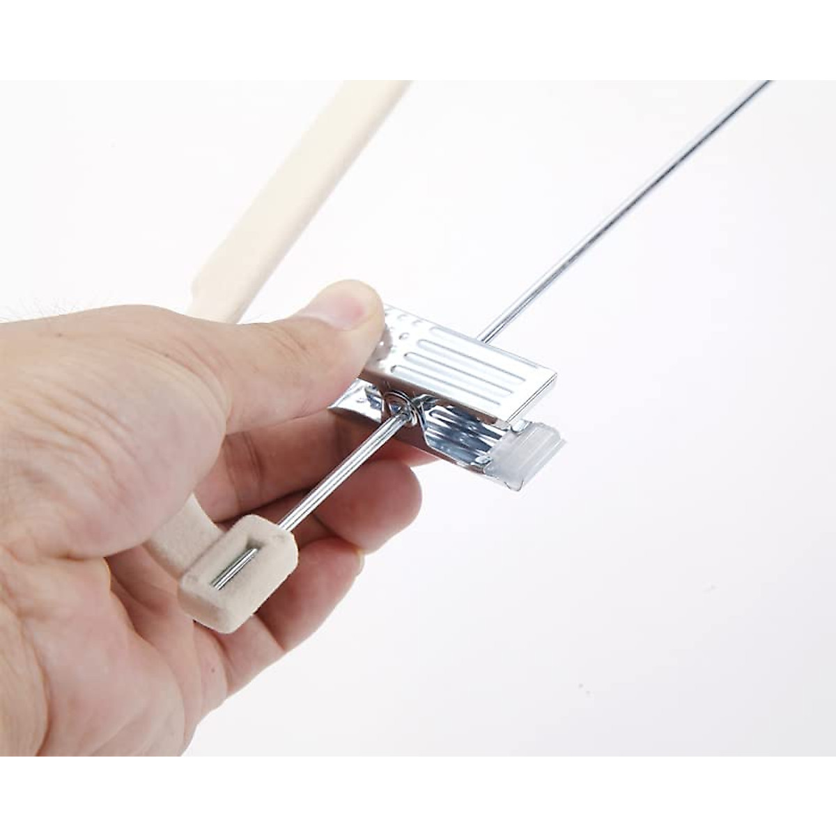 Velvet Pants Skirt Hangers with Clips - Pack of 20 Beige Women Clothes Hanger Set with Clip for Pant Suit Shirt Felt Coat Dress, Premium Non Slip Heavy Duty Space Saving Slim Clothing, 16.7 Inch Long