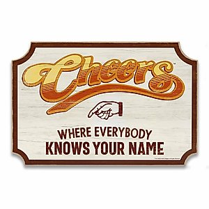 Open Road Brands Cheers Where Everybody Knows Your Name Wood Wall Decor - Fun Cheers Sign for Home Decorating