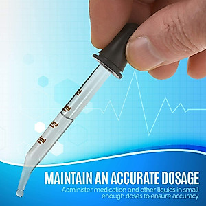 Eye Dropper - 8-Pack, Bent & Straight Tip Calibrated Glass Medicine Droppers for Essential Oils | Pipette Dropper for Accurate Easy Dose & Measurement (1mL Capacity)