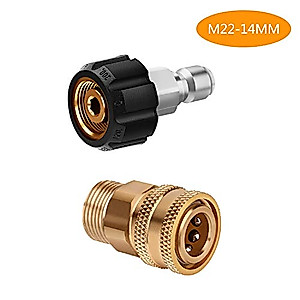 FUNTECK Pressure Washer Adapter Kit, 3/8 in Quick-Connect x M22-14mm Connections, 5000 PSI Quick-Connect High Pressure Hose Connect Kit