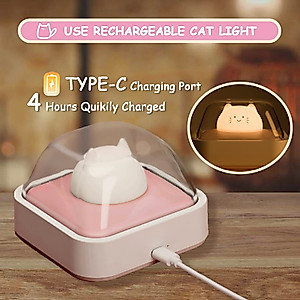 AVSMGP Nursery Night Light, Baby Night Light for Breastfeeding and Sleep Aid, Portable Battery Powered Bedside Nightlight, Touch Control Dimmable Nursery Lamp, Cute Cat Gifts for Cat Lovers,Pink
